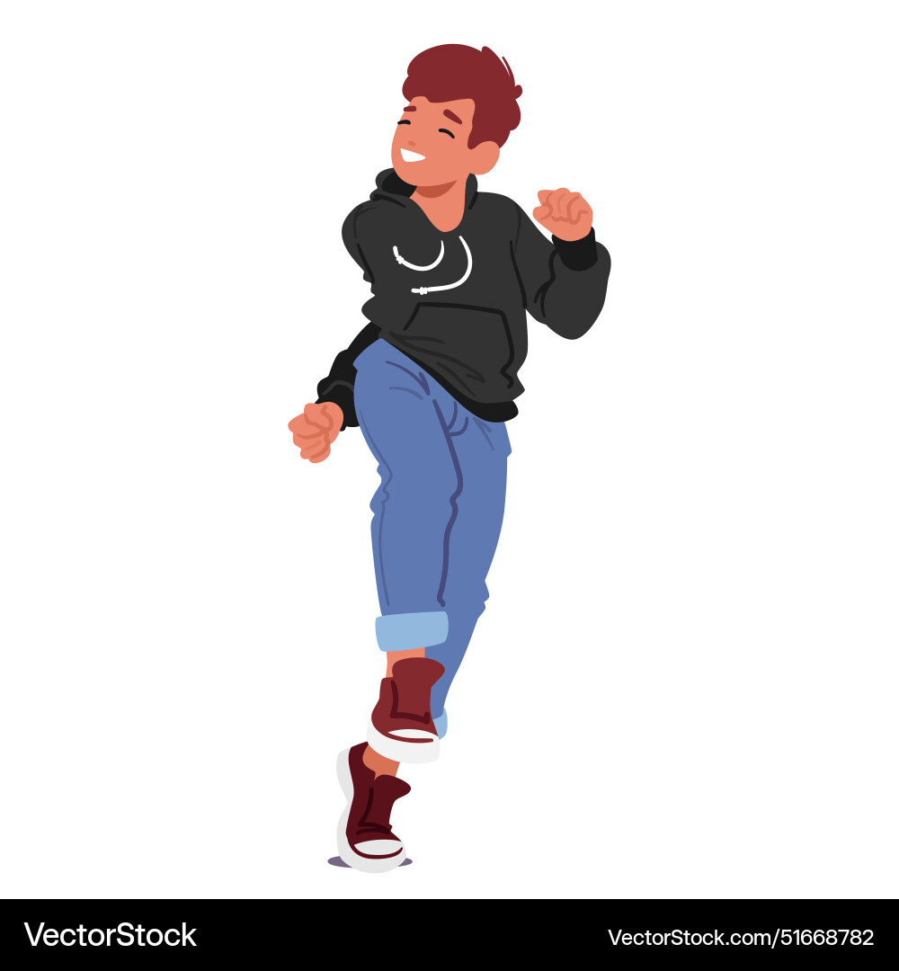 Happy boy dancing or running in casual clothes Vector Image