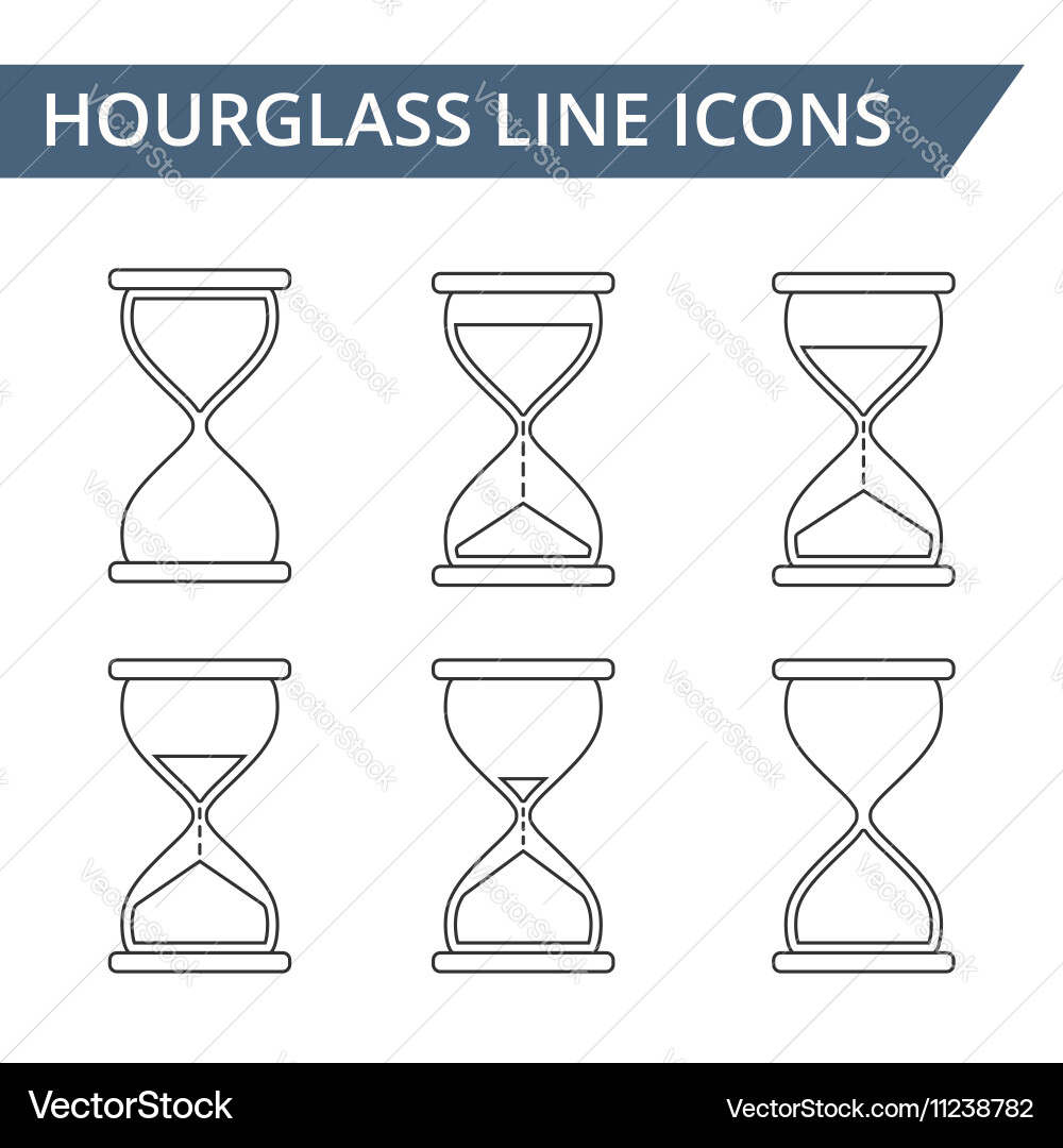 Hourglass line icons Royalty Free Vector Image