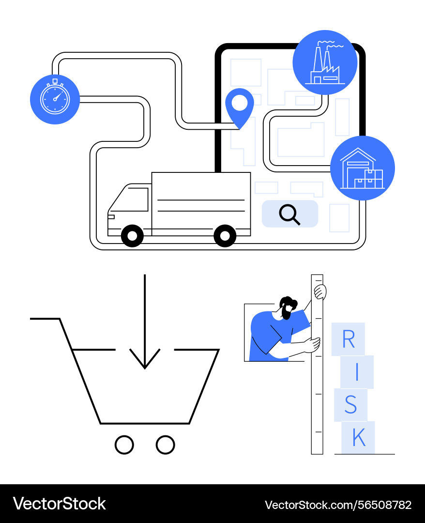 Logistics optimization with route planning risk Vector Image