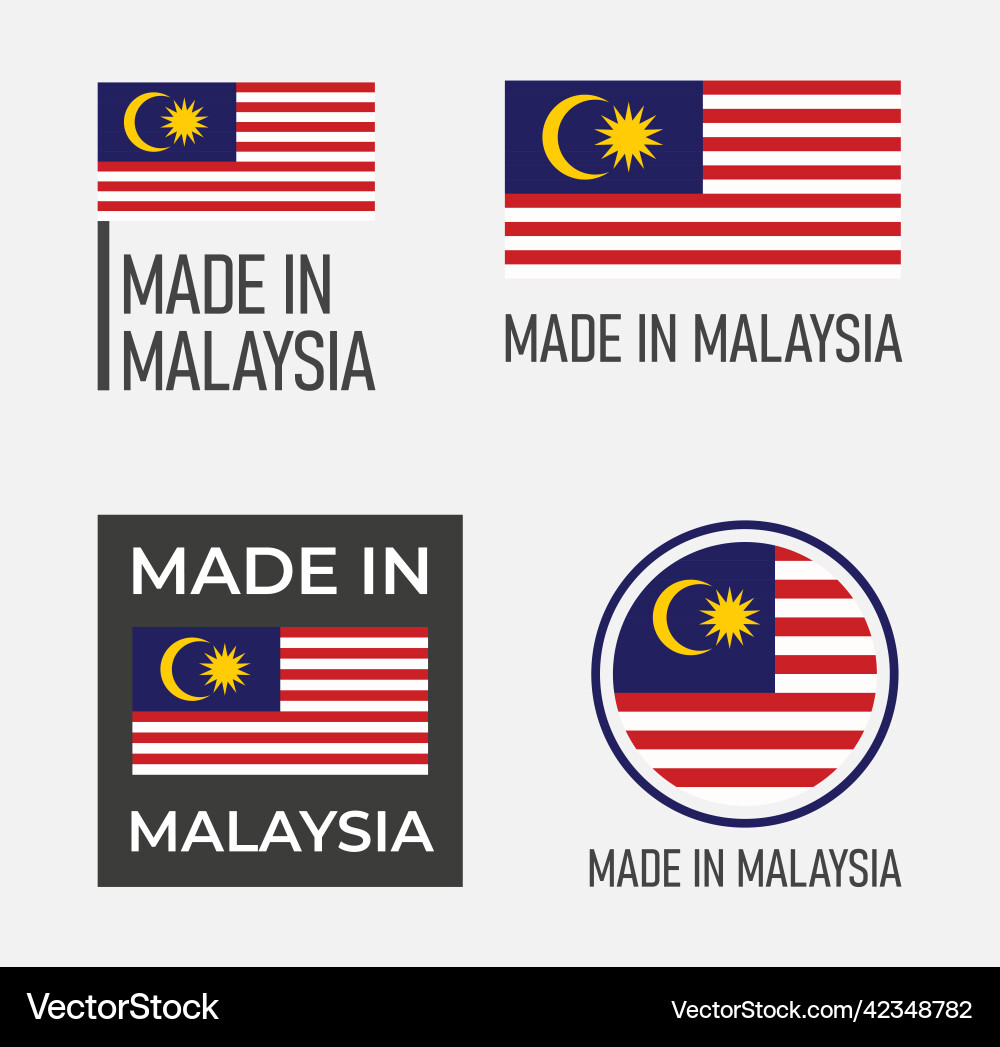 Made in malaysia labels set product emblem Vector Image