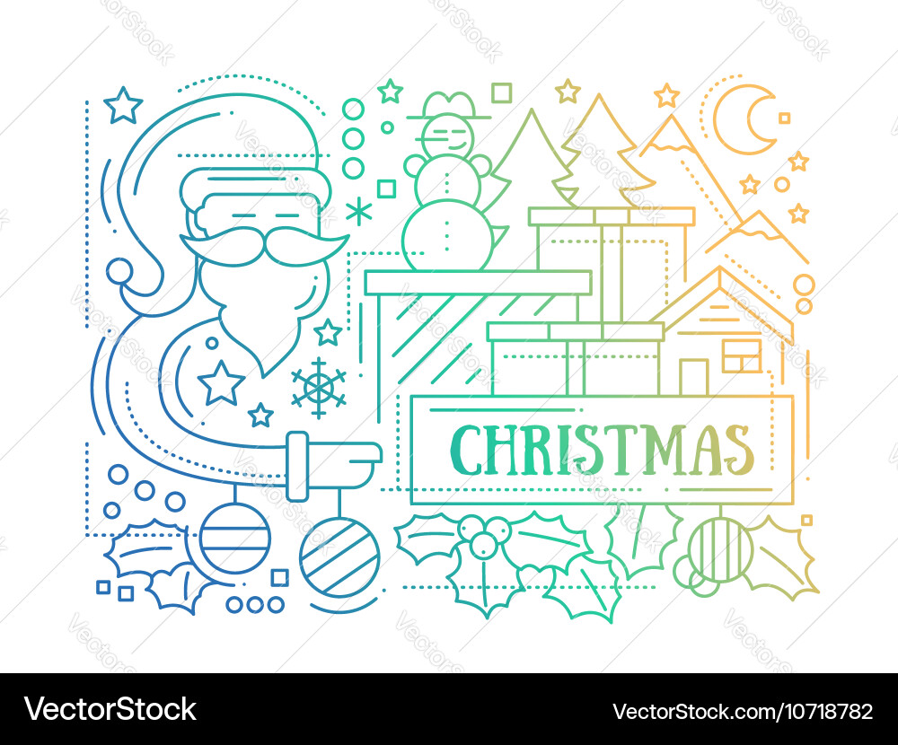 Merry christmas - line design card Royalty Free Vector Image