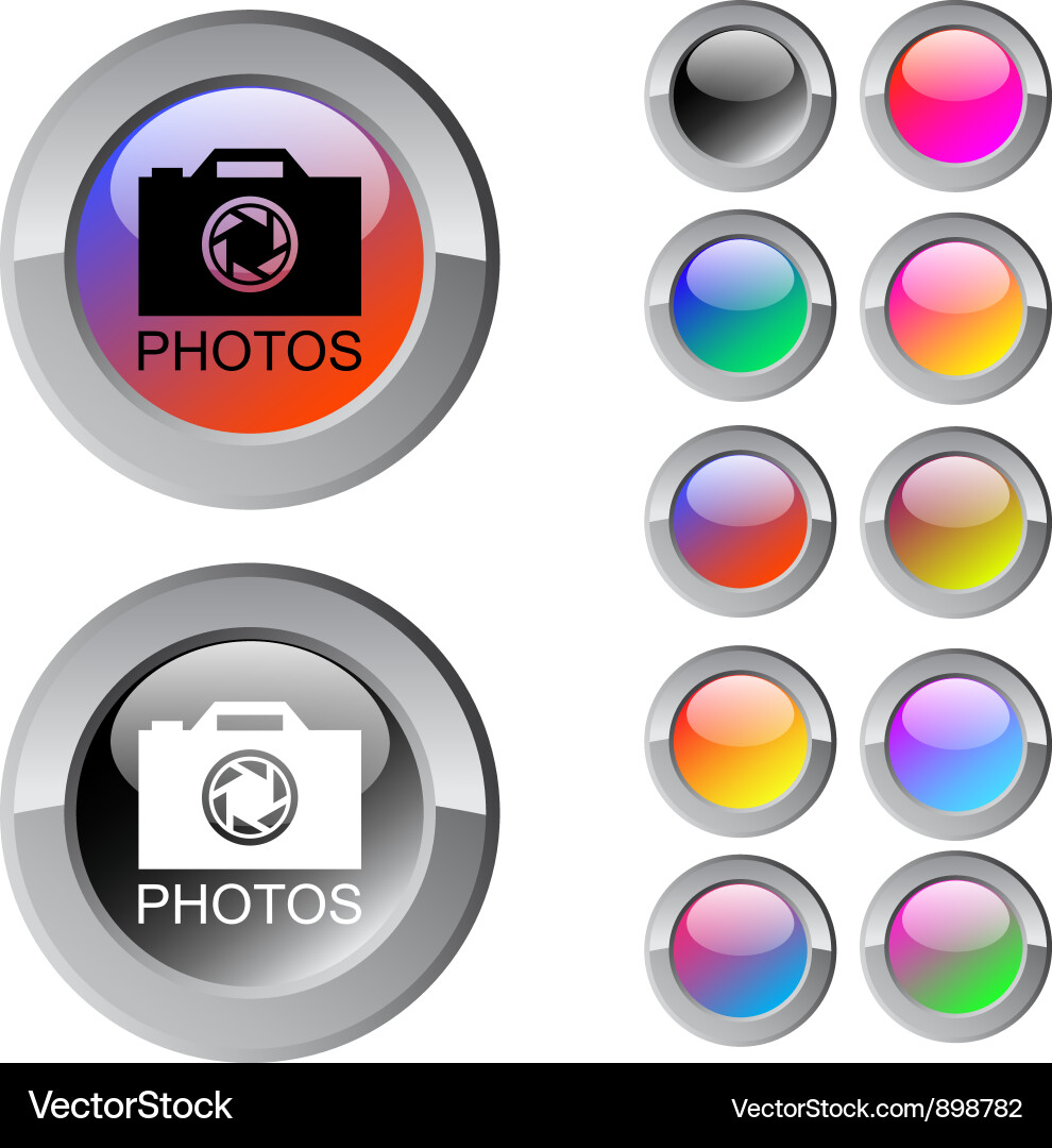 Photos multicolor round button Royalty Free Vector Image