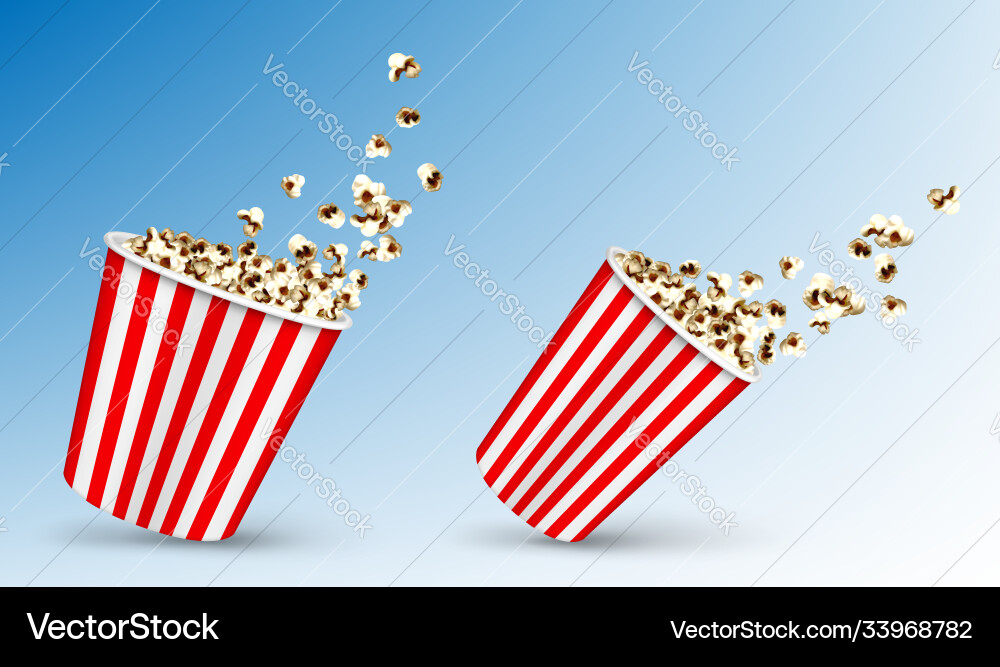 Pop corn flying out carton striped package Vector Image