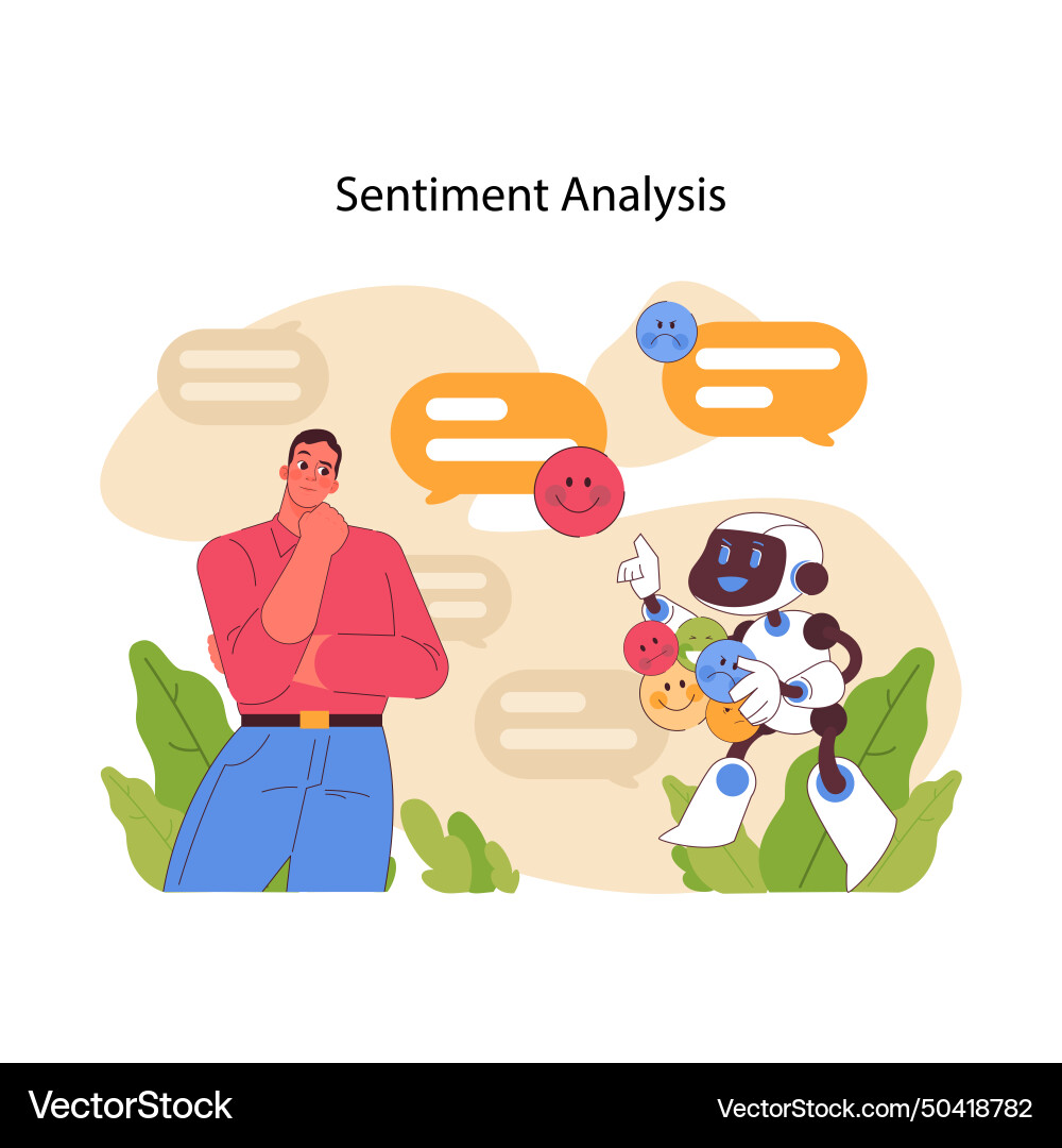 Sentiment analysis concept flat Royalty Free Vector Image