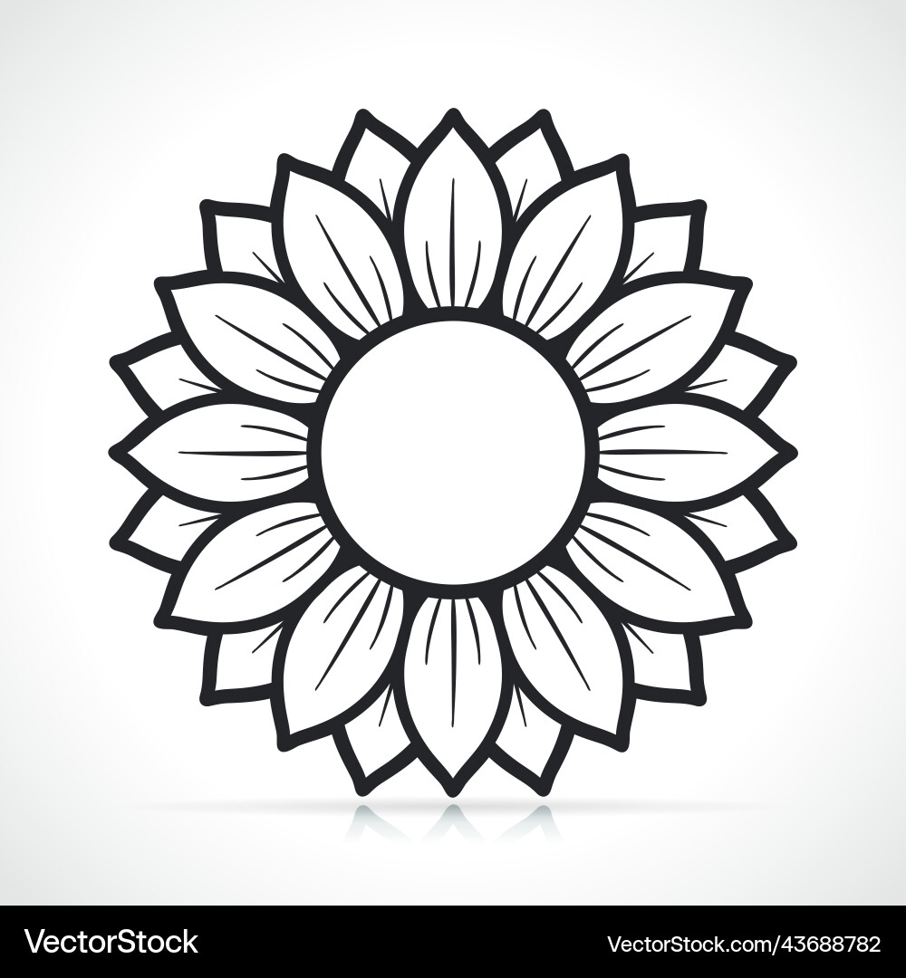 Sunflower black and white Royalty Free Vector Image