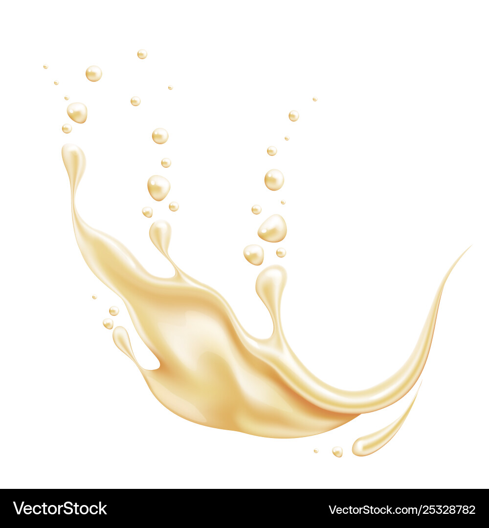 Vanilla splash with drops realistic flow Vector Image