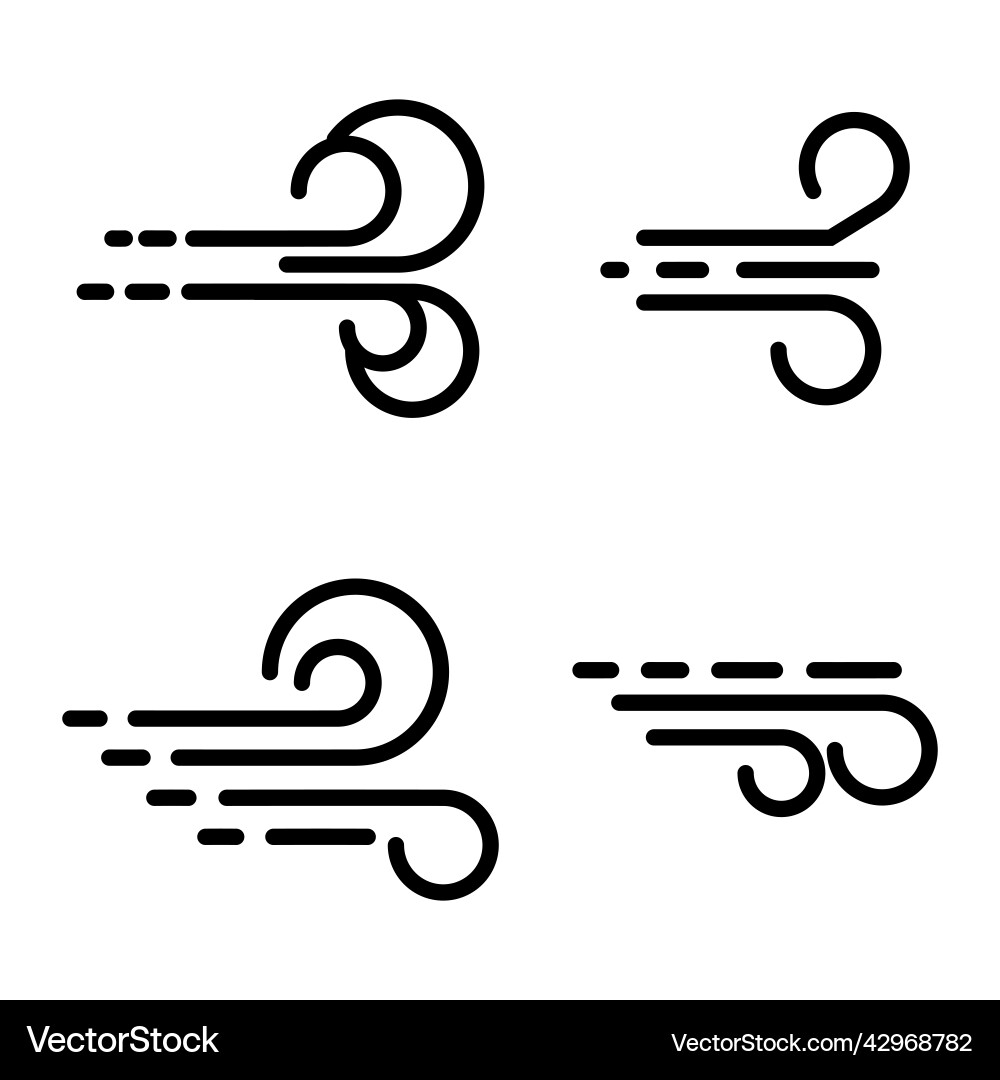 Wind Flow Doodle Set - Air Current Icons Vector Image