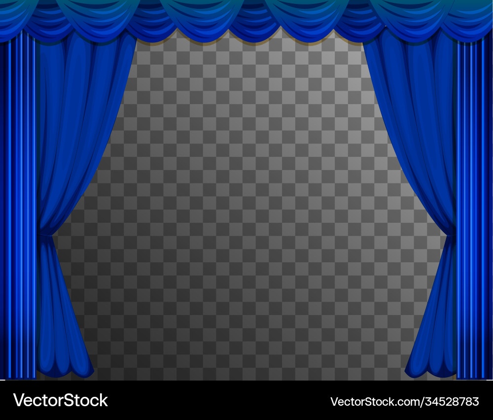 Blue curtains with transparent background Vector Image