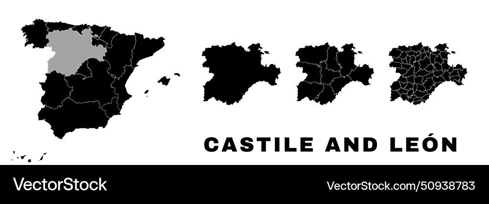Castile and leon map autonomous community Vector Image