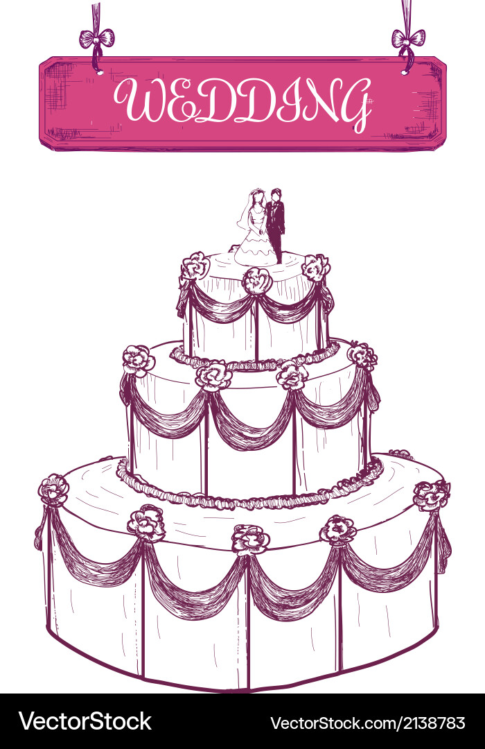Elegant Wedding Cake Illustration Royalty Free Vector Image