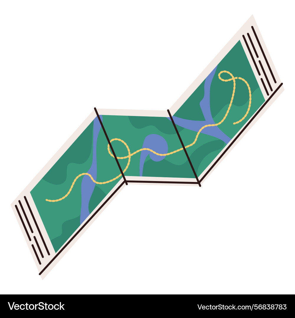 Flat of a folded trail map Royalty Free Vector Image