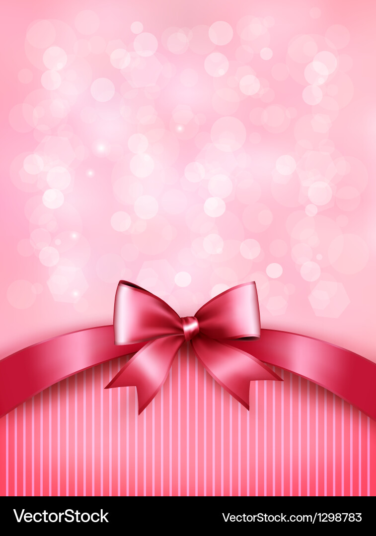 Holiday pink background with gift glossy bow Vector Image