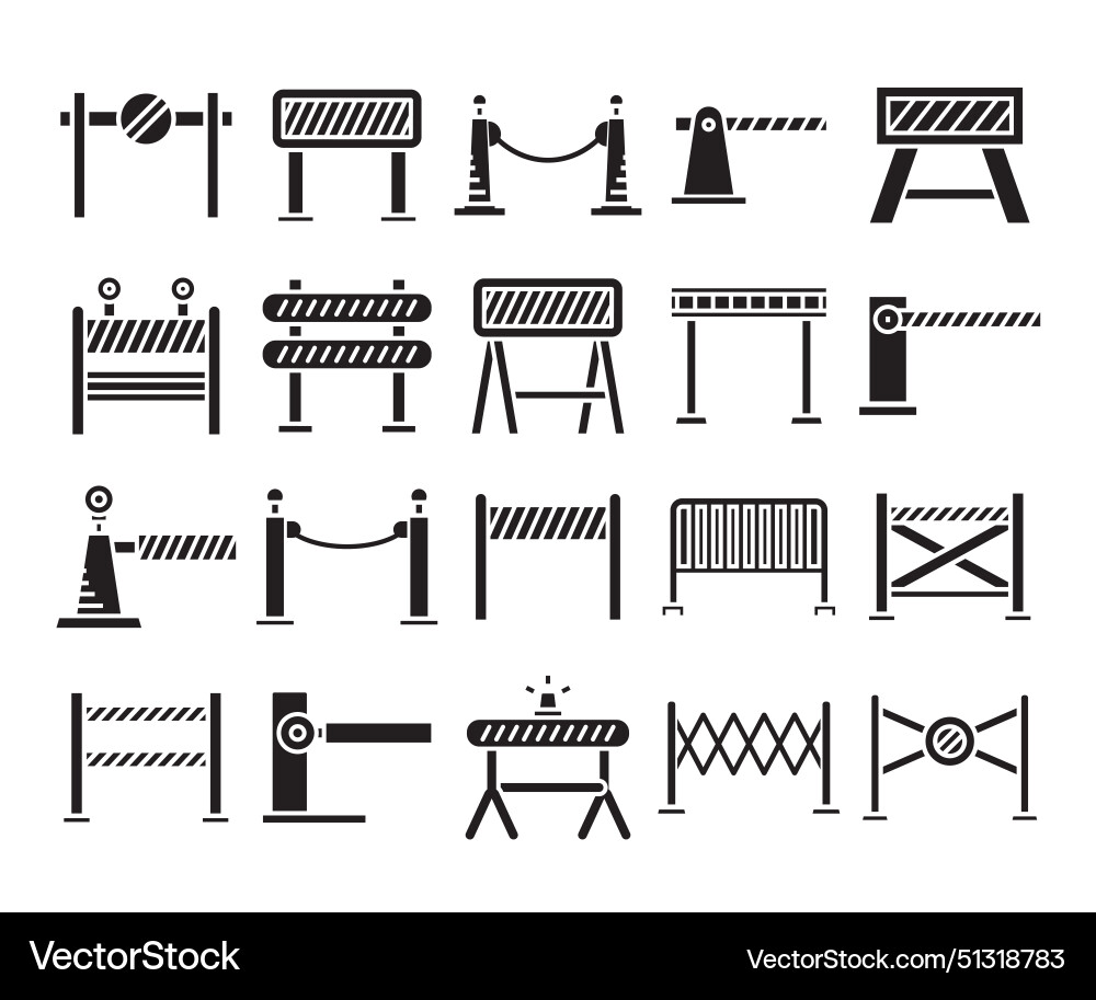 Road barrier icons Royalty Free Vector Image - VectorStock