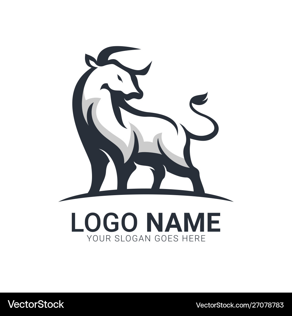 Strong bull standing modern logo design Royalty Free Vector