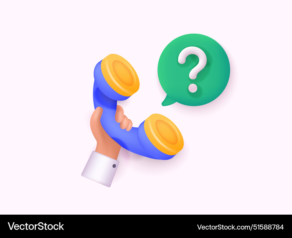 3d call center icon and bubble talk talking Vector Image