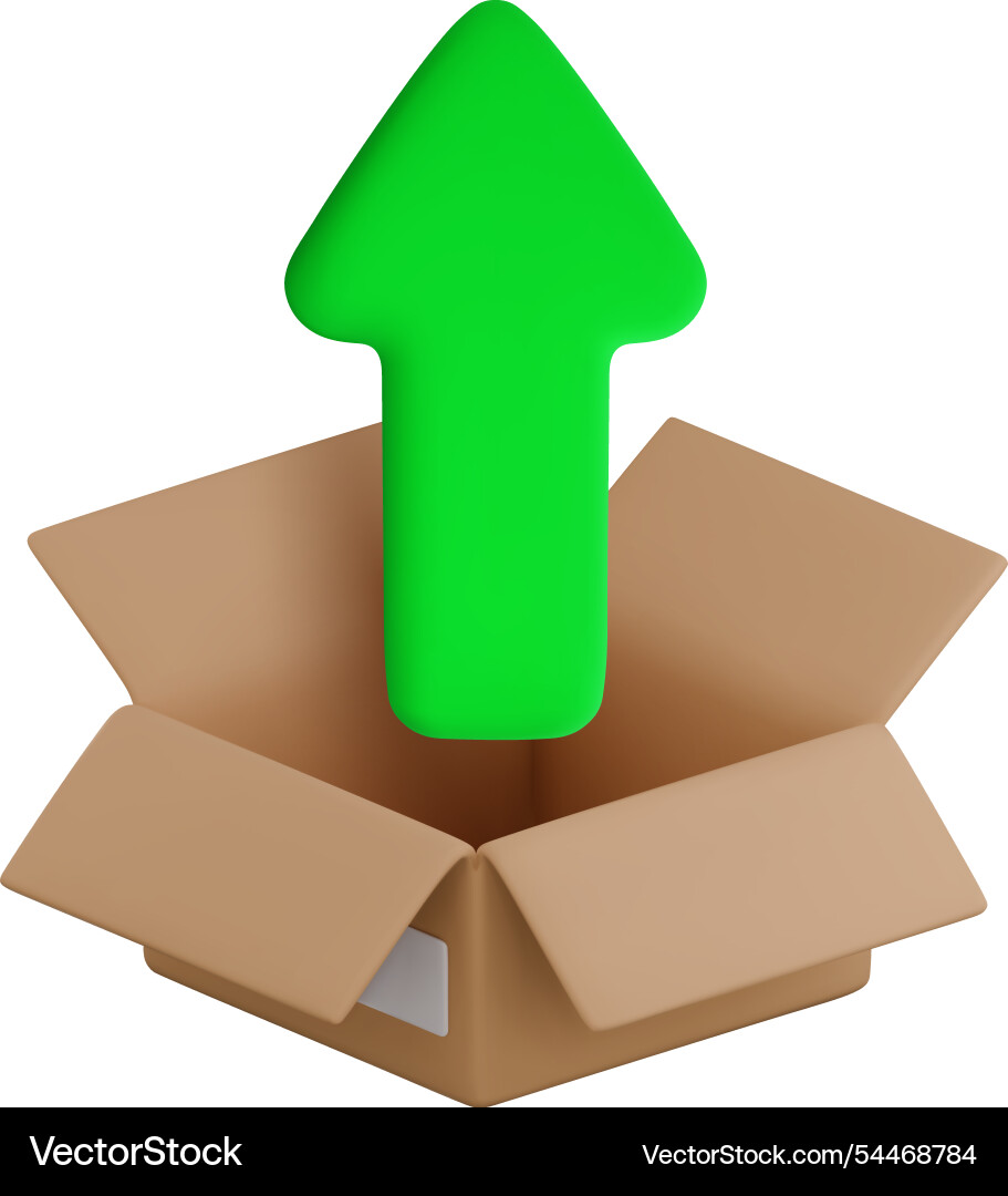 Cartoon 3d file upload icon realistic render Vector Image