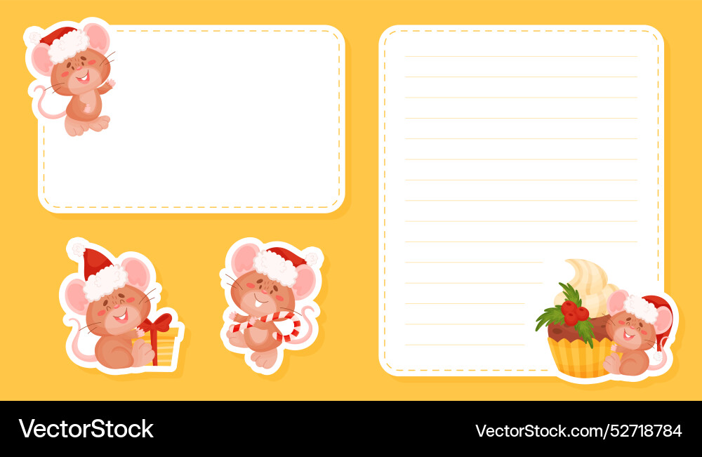 Empty note card with cute little mouse character Vector Image