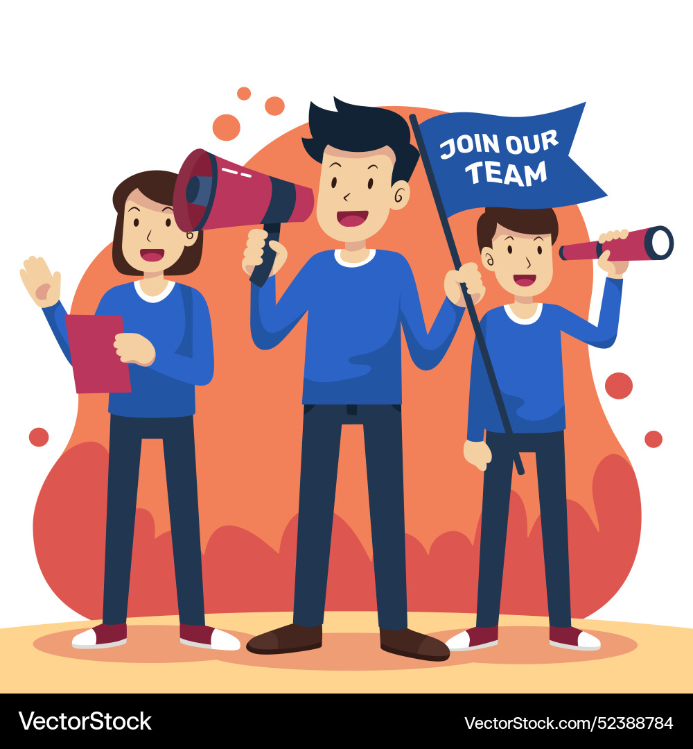 Flat join us promo Royalty Free Vector Image - VectorStock