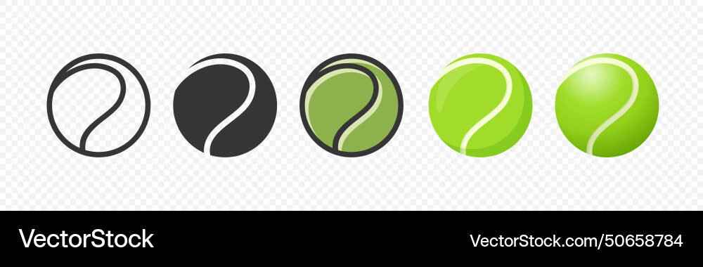 Flat tennis ball icon set Royalty Free Vector Image