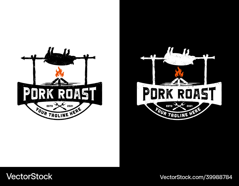 Grill pork roast logo design template inspiration Vector Image
