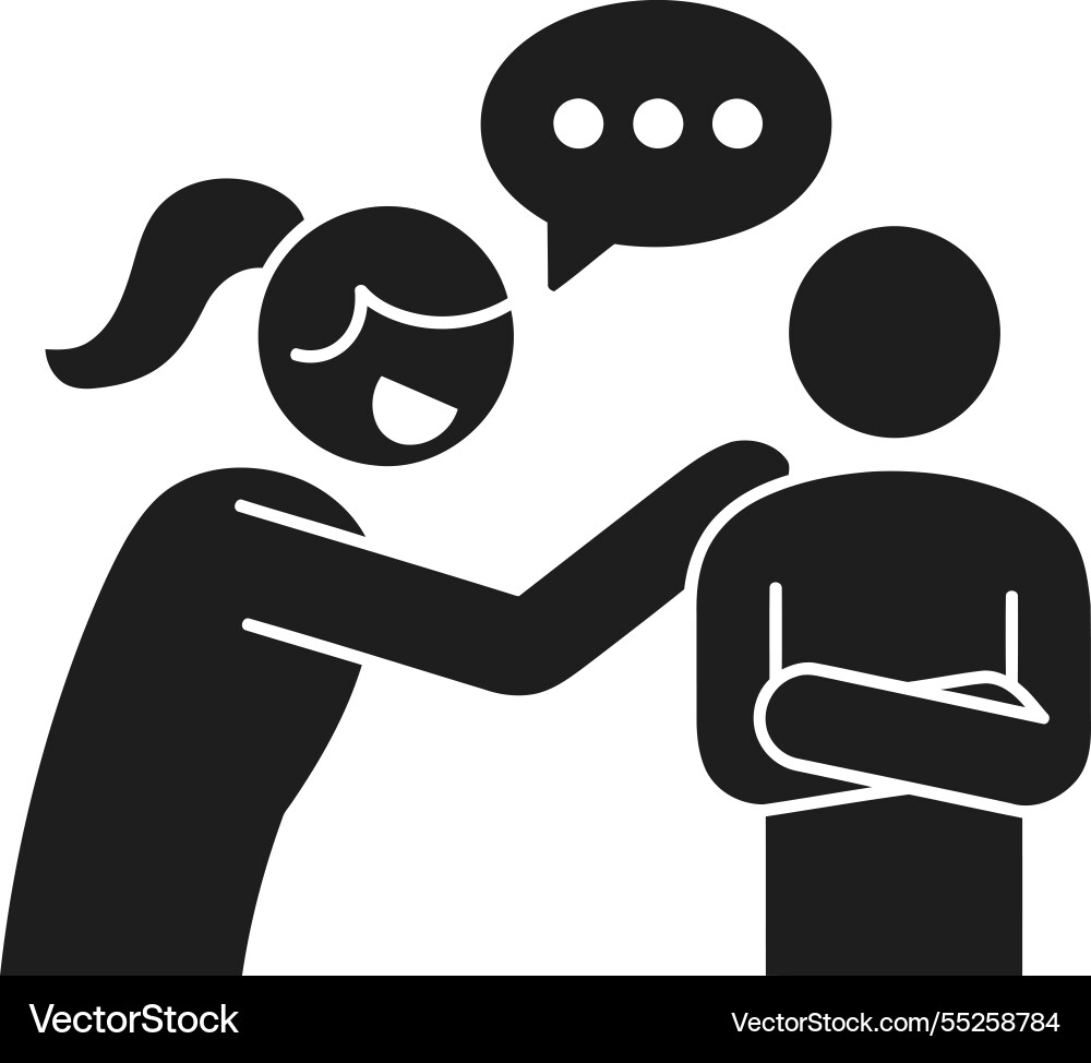 Happy conversation with arms crossed icon Vector Image
