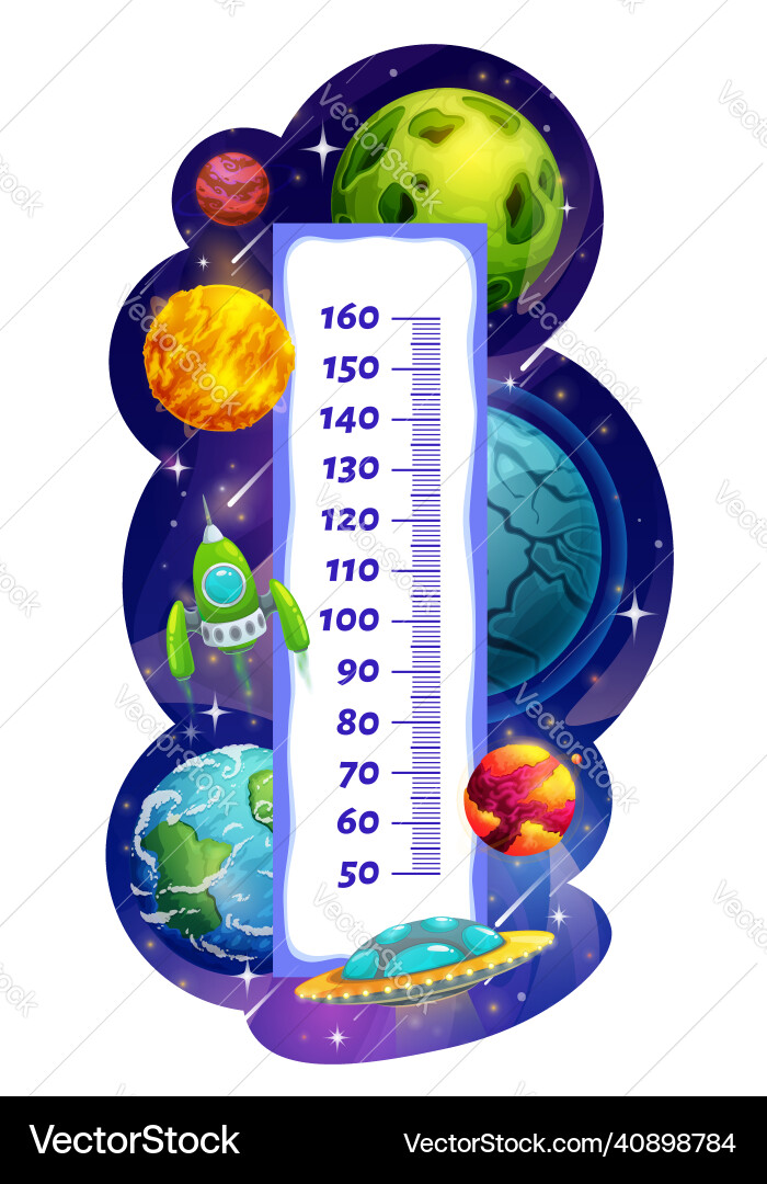 Kids height chart growth meter with galaxy space Vector Image