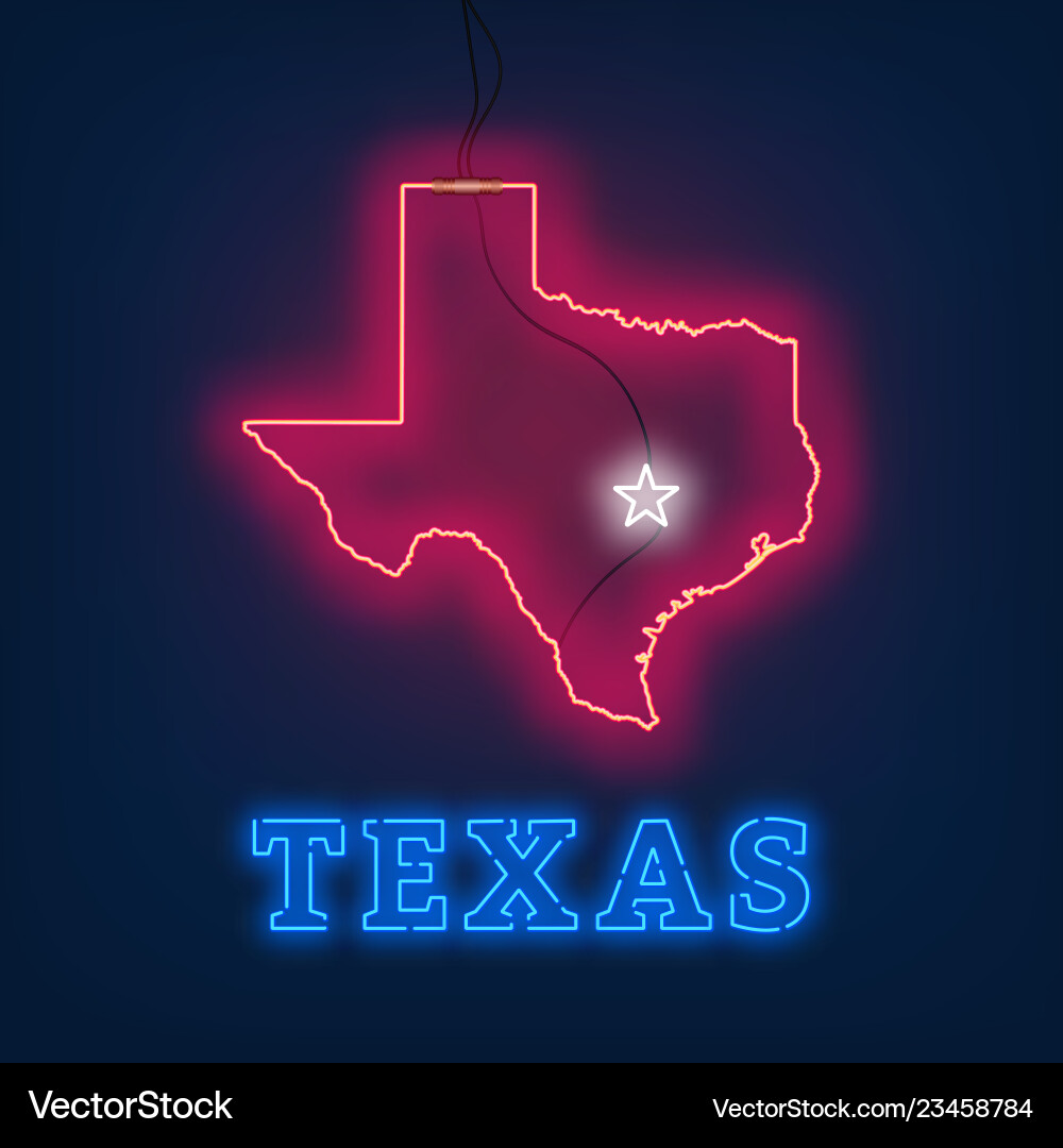 Neon Texas Map Royalty Free Vector Image - VectorStock