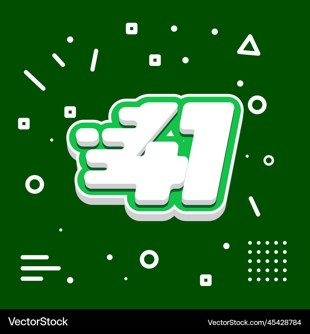 Number 41 3d fast icon Royalty Free Vector Image