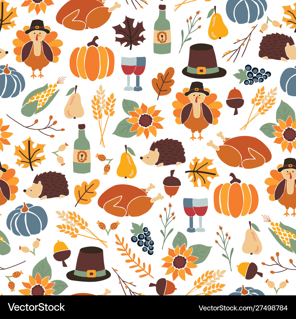 Seamless thanksgiving day pattern Royalty Free Vector Image