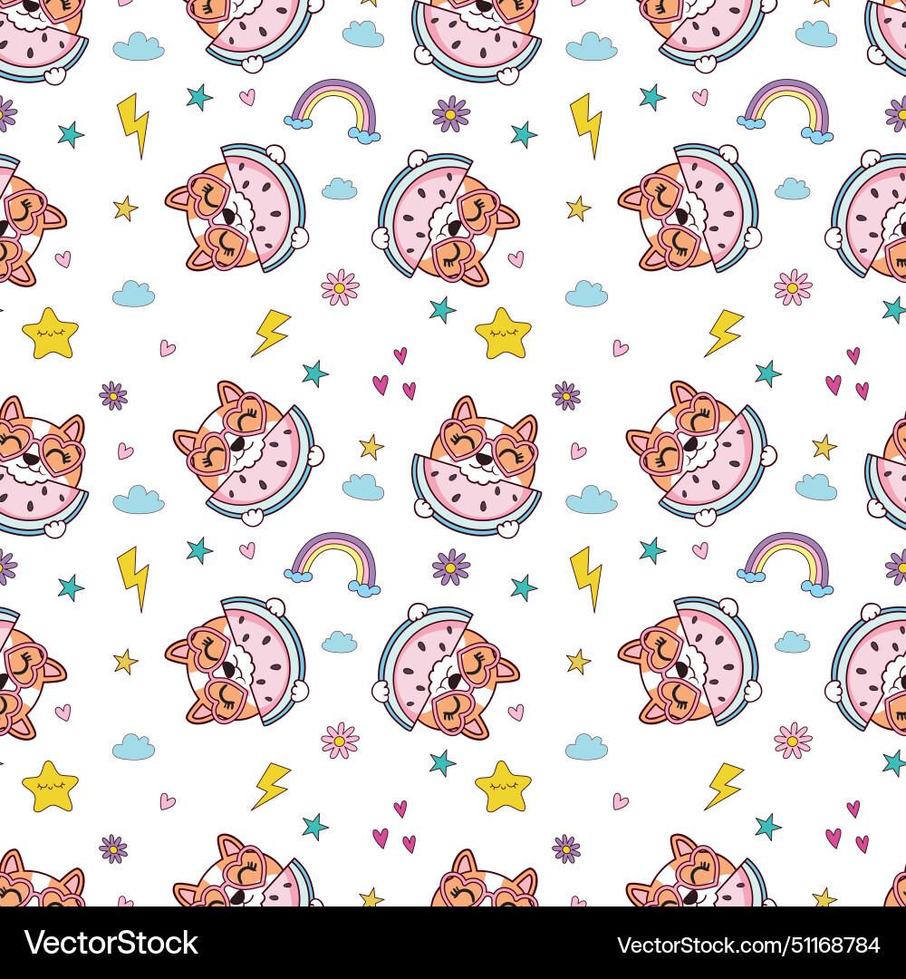 Summer seamless patterns for dogs digital Vector Image