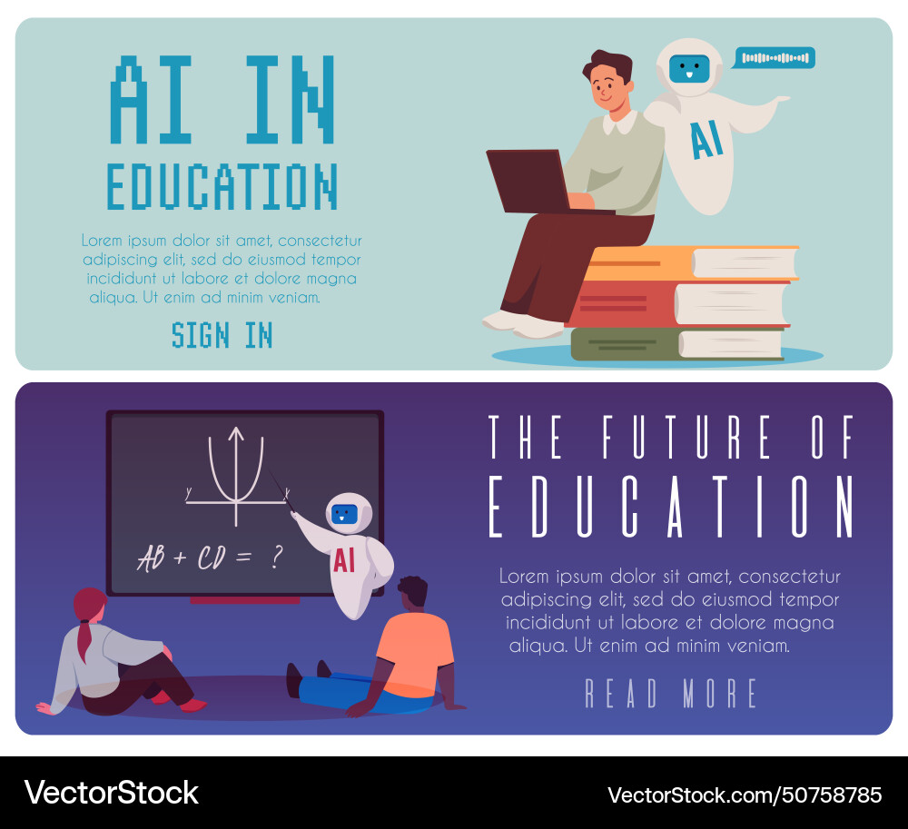Artificial intelligence in digital learning flat Vector Image