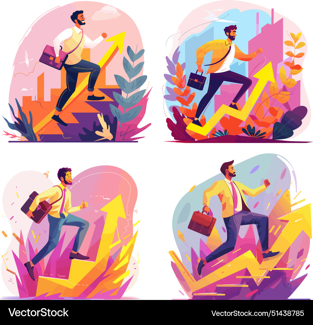 Career growth cartoon concepts young Royalty Free Vector