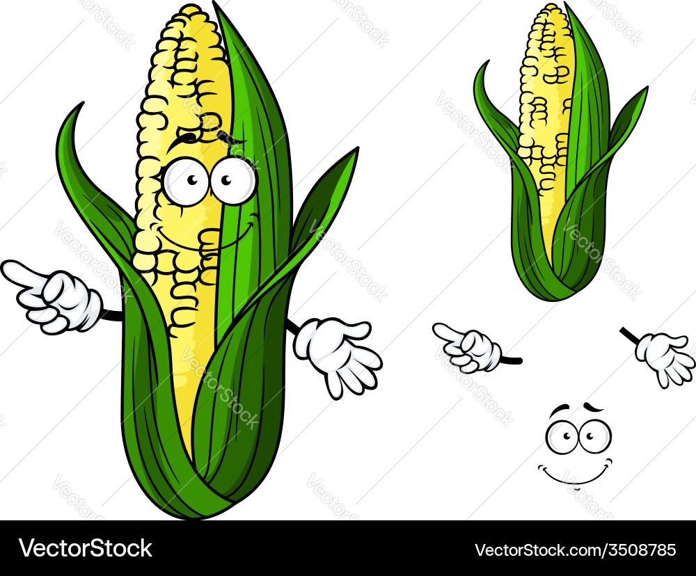 Cartoon ear of corn pointing Royalty Free Vector Image