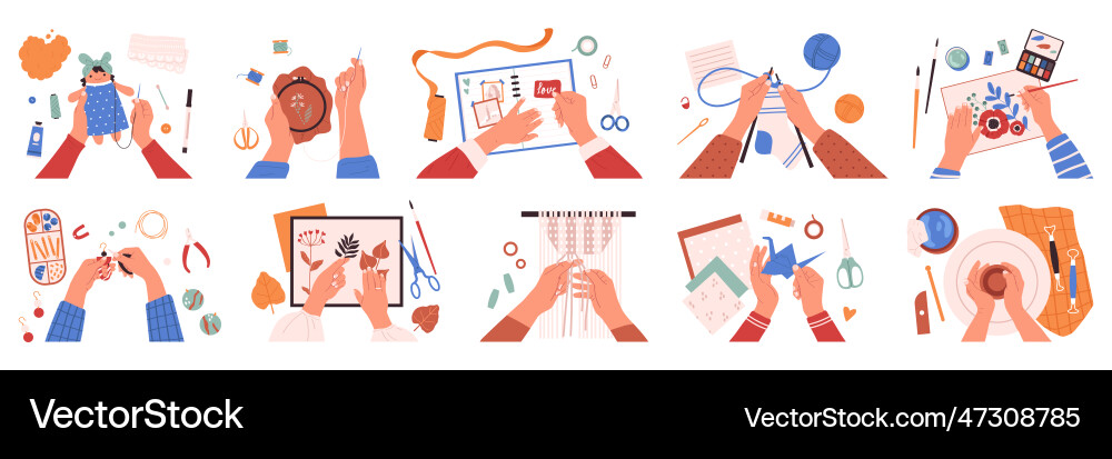 Craft flat set Royalty Free Vector Image - VectorStock