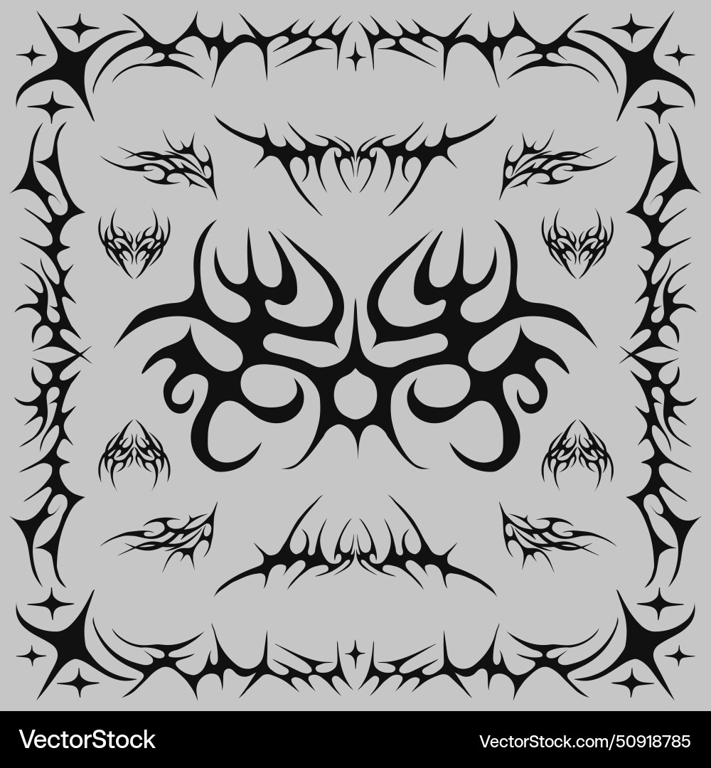 Cyber sigilism tattoo frame design cool metal Vector Image