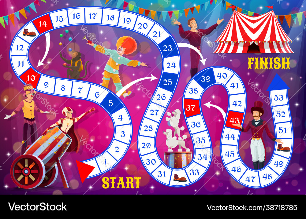 Kids board game circus funfair and clowns puzzle Vector Image