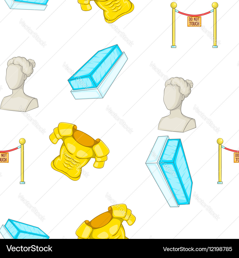 Museum elements pattern cartoon style Royalty Free Vector