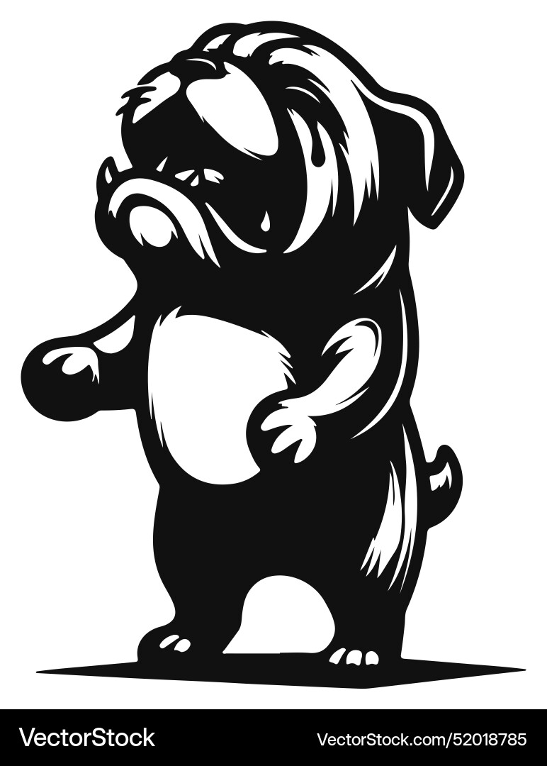 Standing on hind legs bulldog silhouette design Vector Image