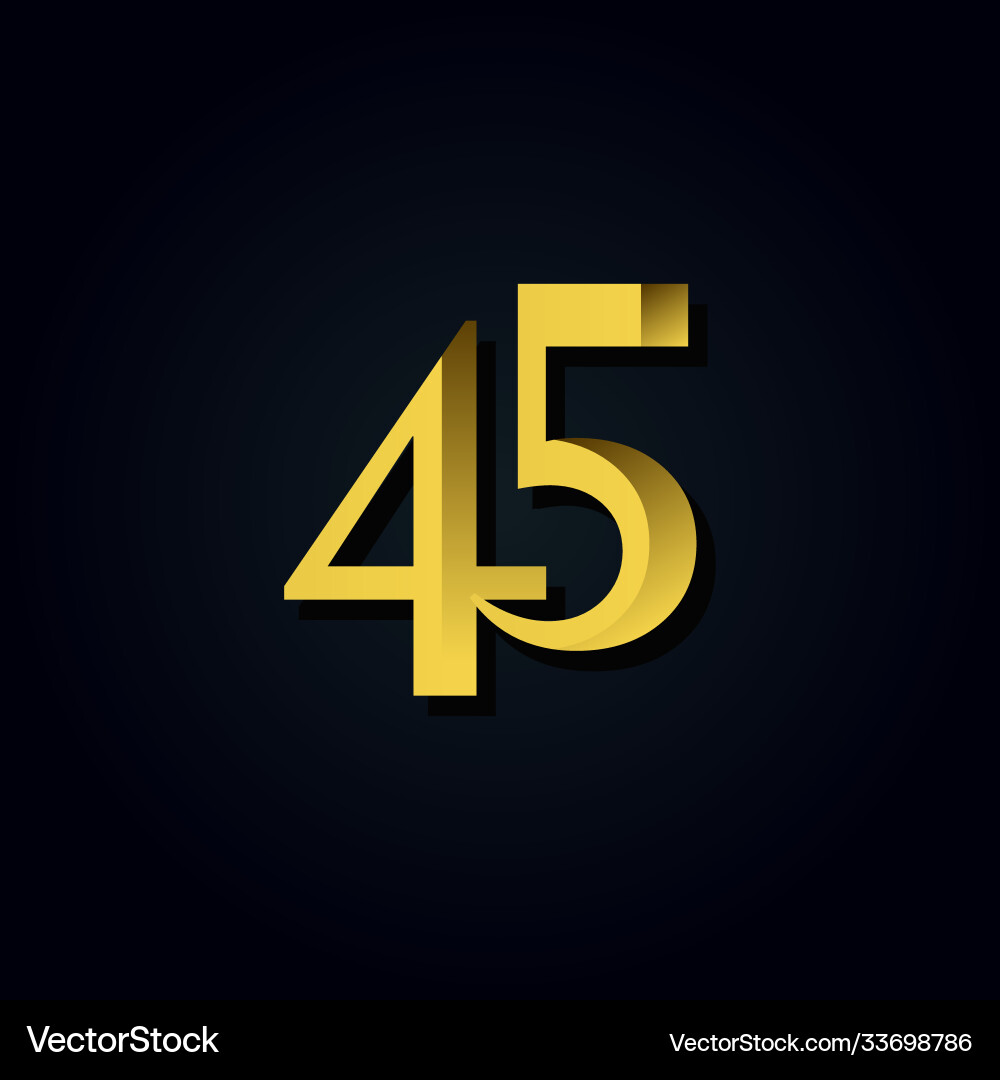 45 years anniversary gold number template design Vector Image