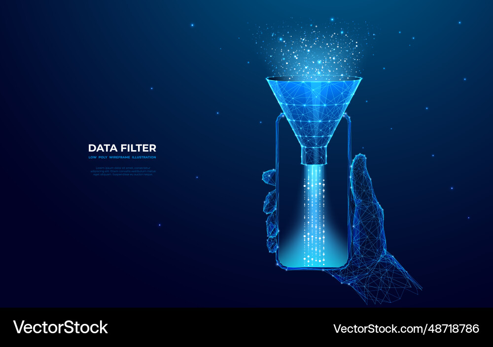Digital sales funnel on a phone screen in human Vector Image