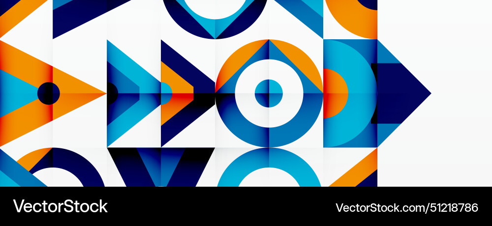 Geometric design with blue rectangles and orange Vector Image