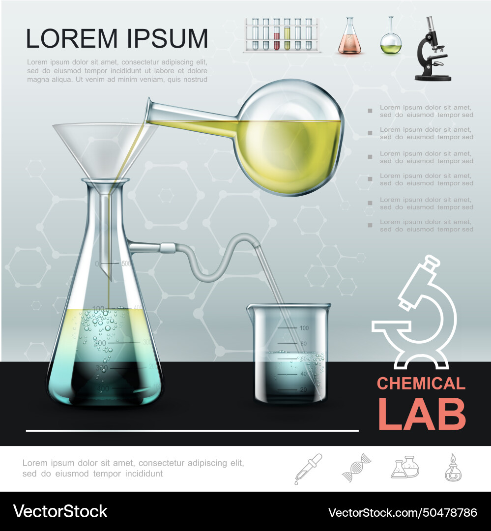 Realistic chemical experiment template Royalty Free Vector