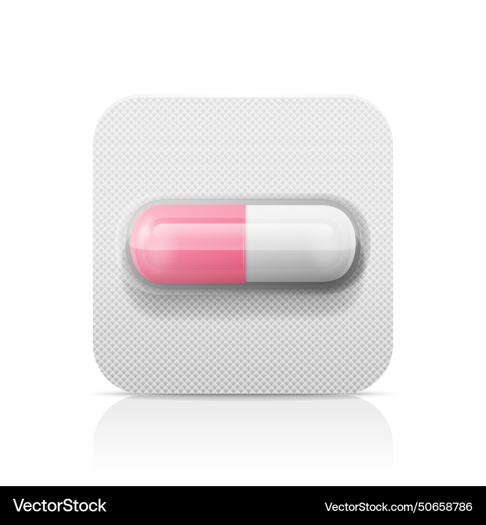 Realistic pharmaceutical medical pink pill Vector Image