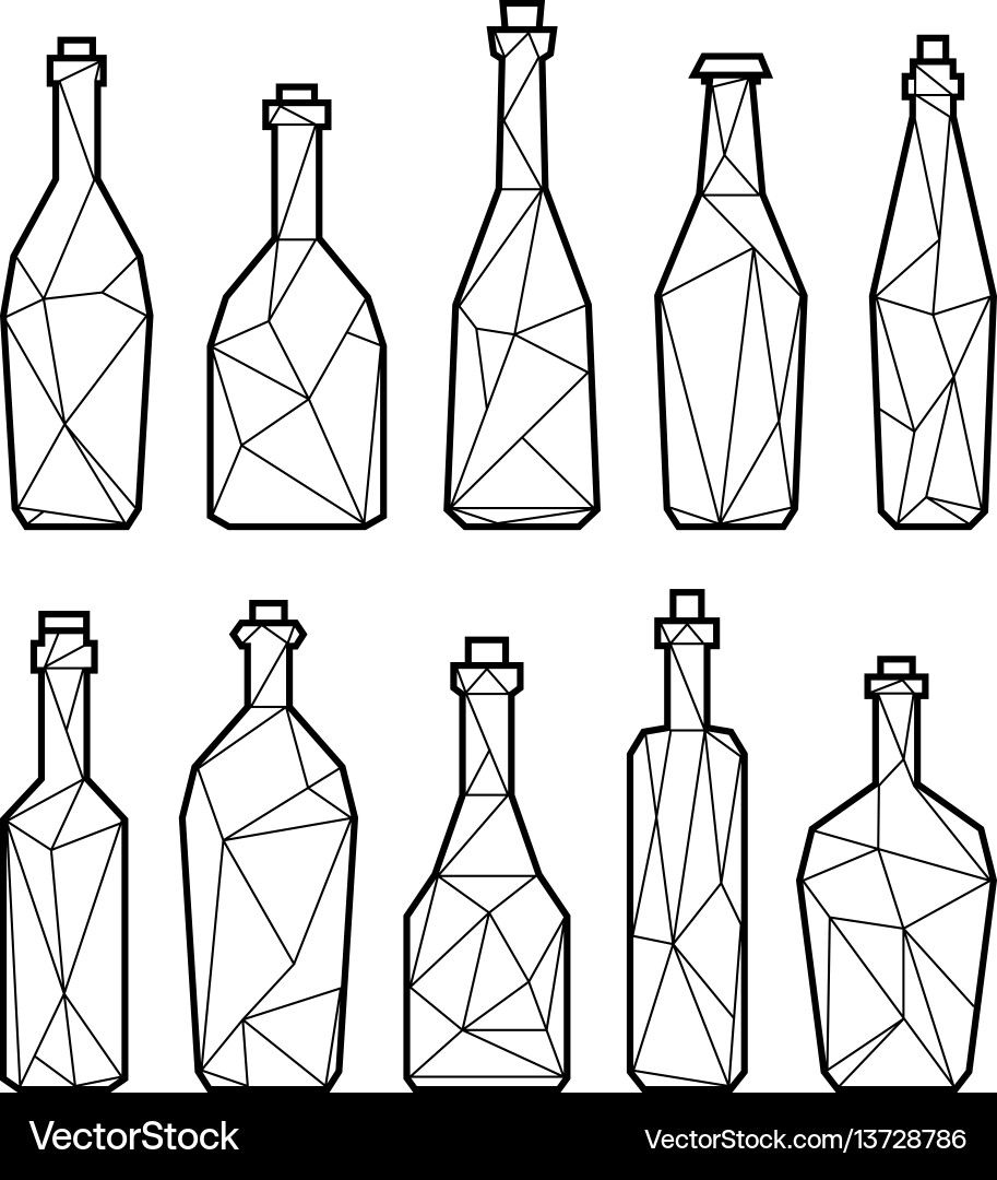 Set of triangle alcohol bottles Royalty Free Vector Image