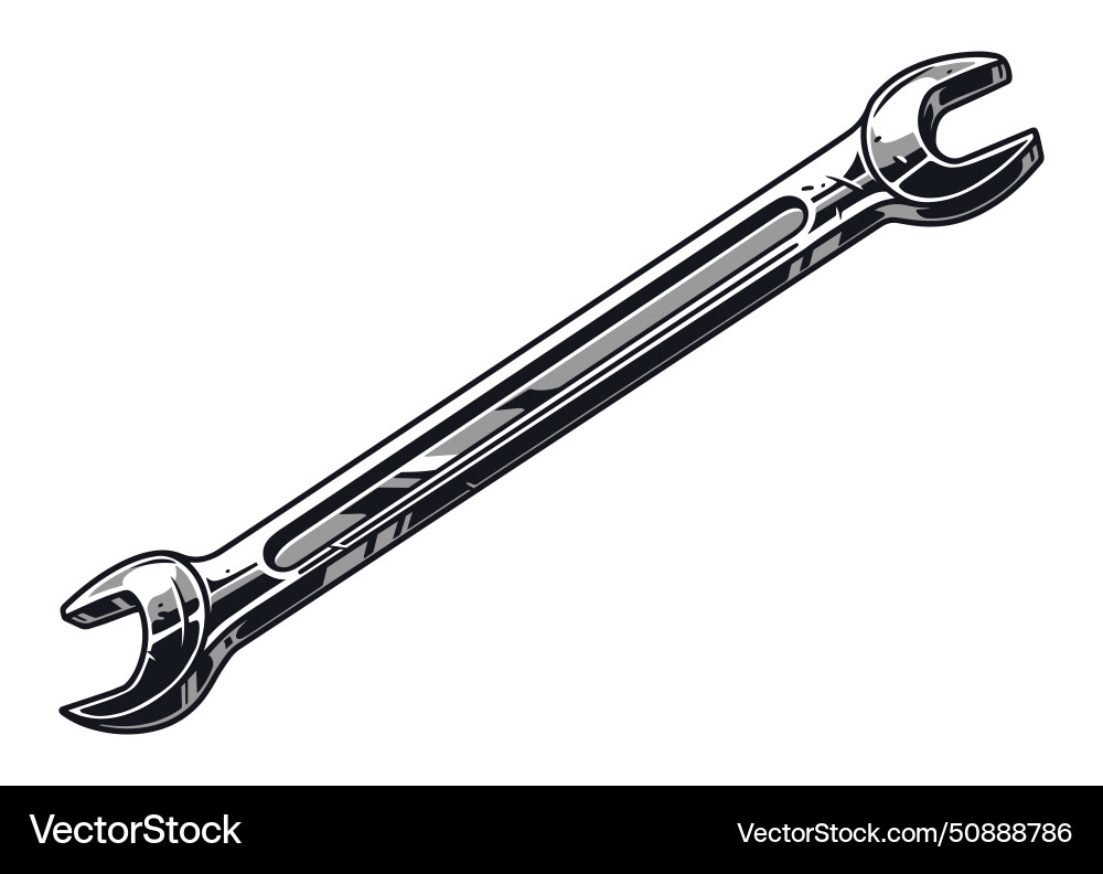 Steel spanner vintage label monochrome Royalty Free Vector
