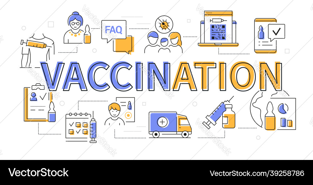 Vaccination - modern line design style icons set Vector Image