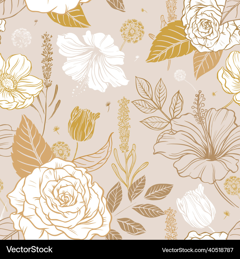 Aesthetic flower pattern background vintage Vector Image