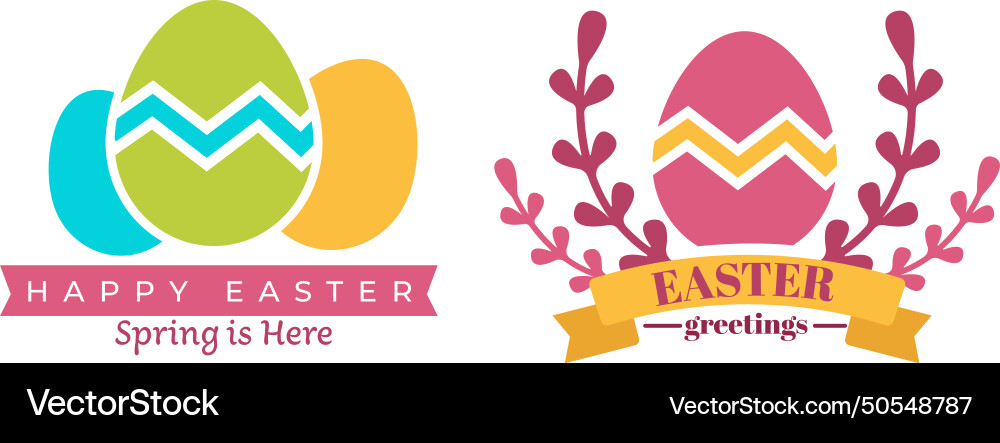 Happy easter holiday spring is here cards Vector Image