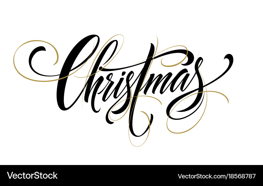 Merry christmas handwriting script lettering Vector Image