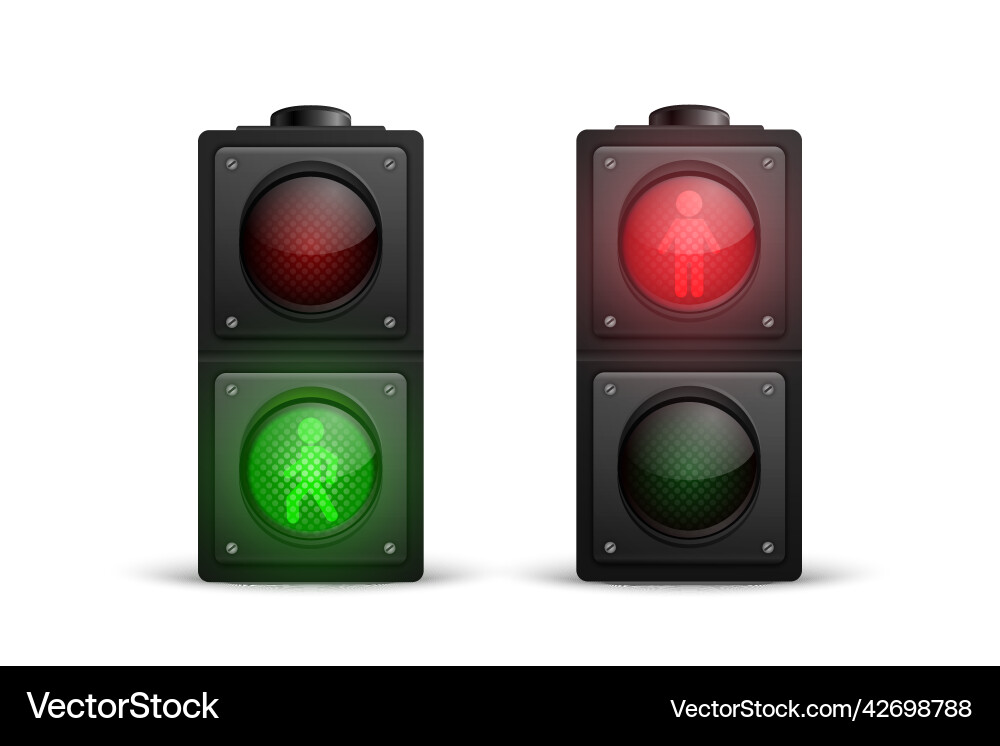 3d realistic detailed road traffic lights Vector Image